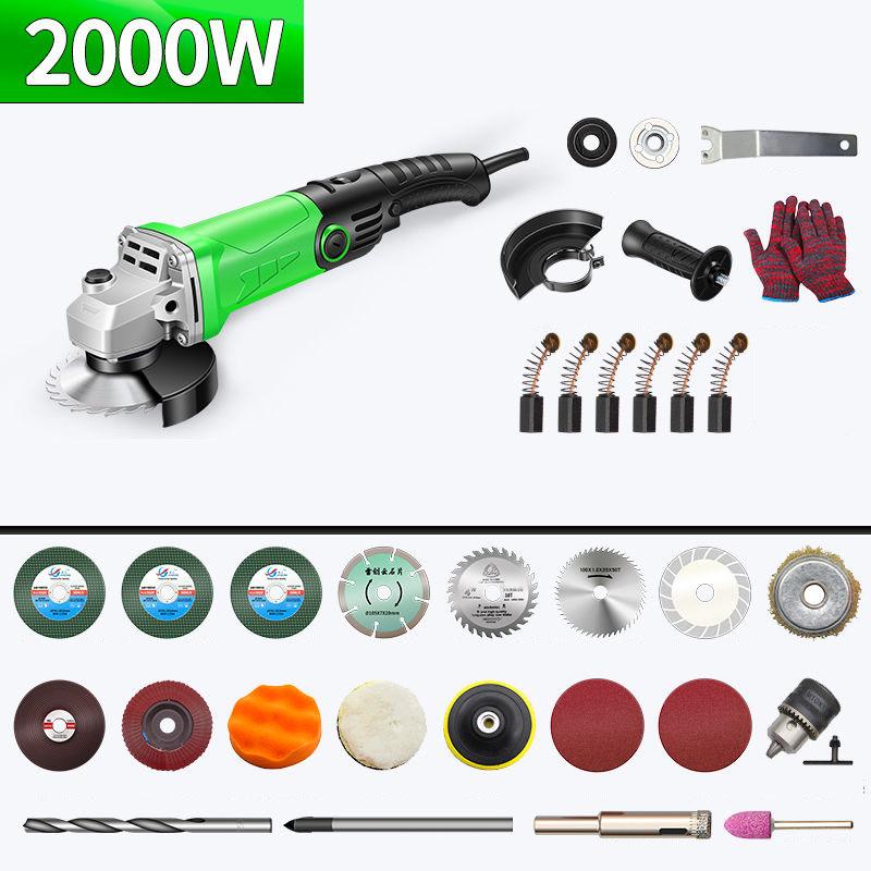 2000W Industrial Powerful Angle Grinder Deluxe Set Handheld Wired Cutt ...